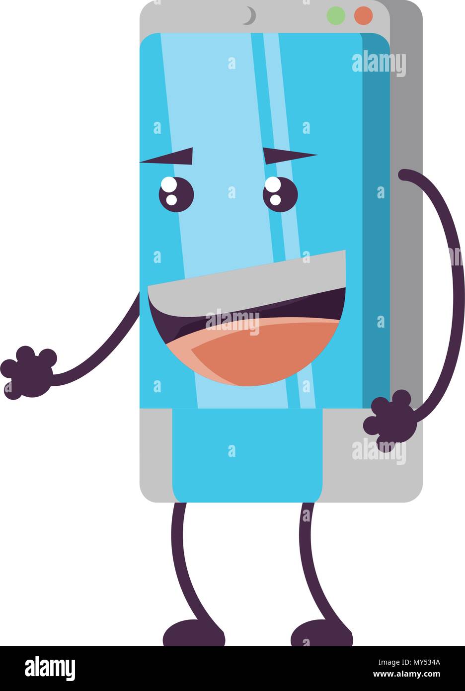 Cartoon happy smartphone over white background, vector illustration ...