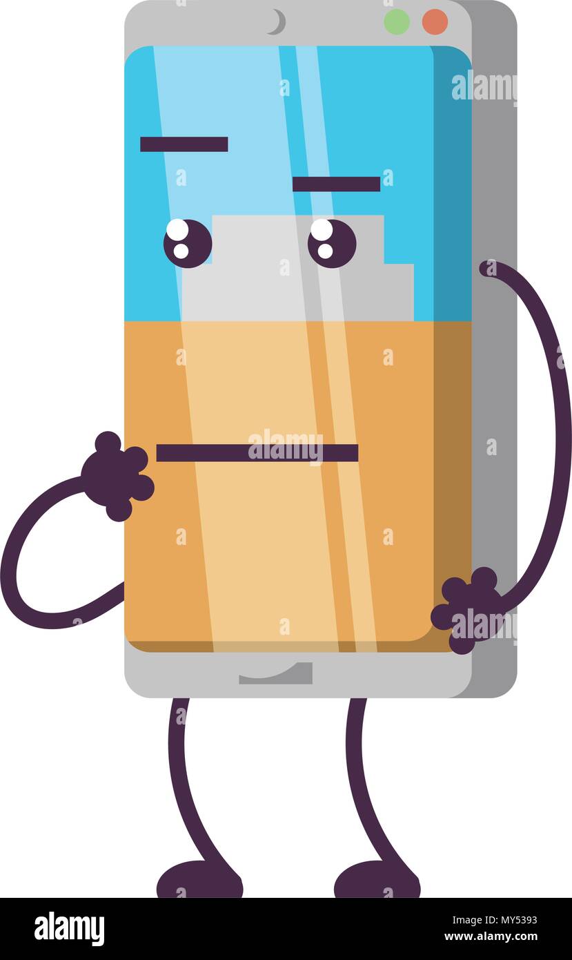 Cartoon worried smartphone over white background, vector illustration ...
