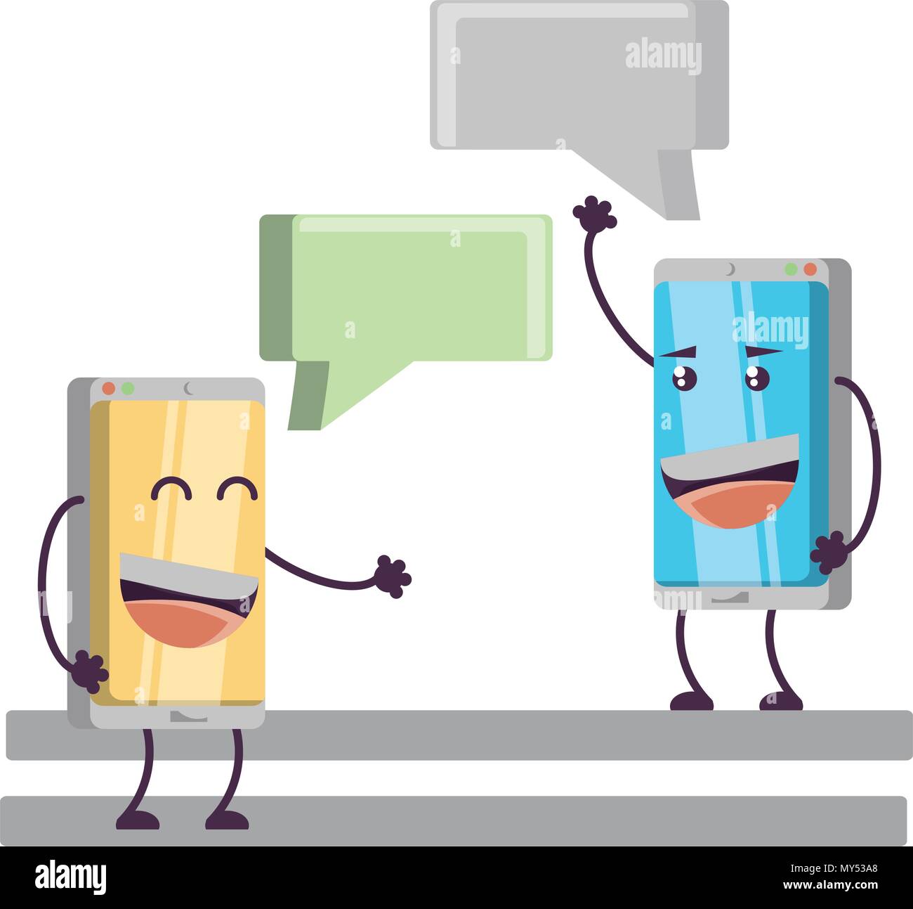 conversation of Cartoon smartphones over white background, vector ...