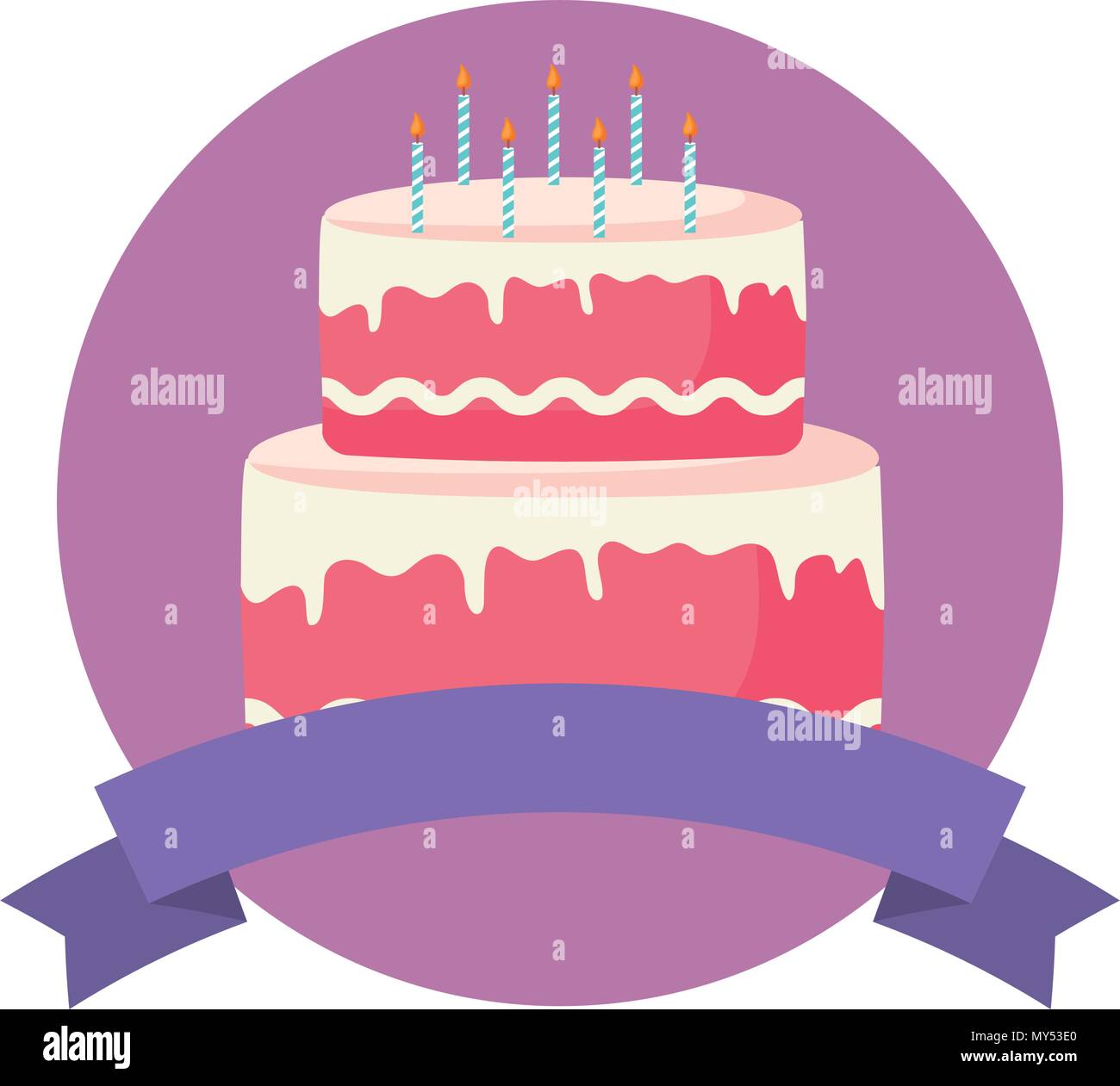 emblem with sweet cake icon over white background, vector illustration ...