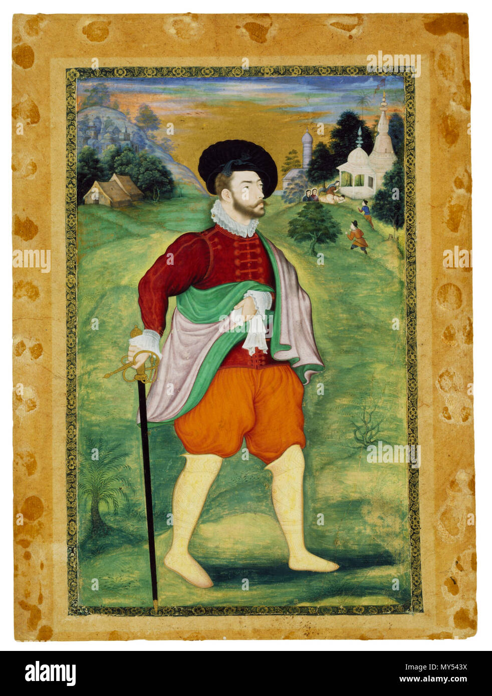 . Portrait of a European . Europeans first came to the Mughal empire in ...