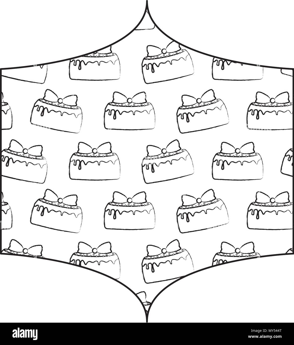 decorative frame with birthday cake design over white background ...