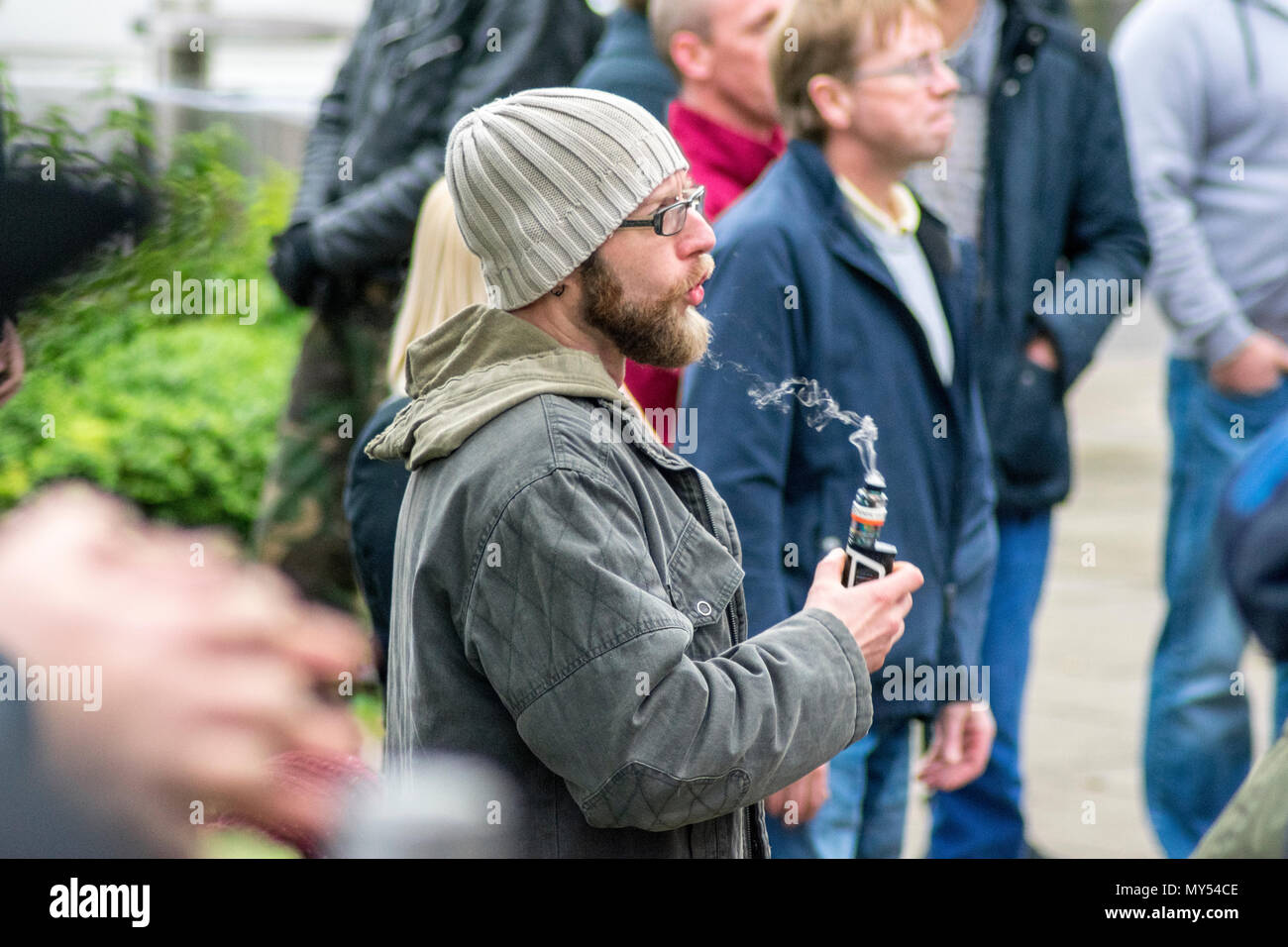 28 October 2017 - The far-right group EDL gather in Stoke-on-Trent ...