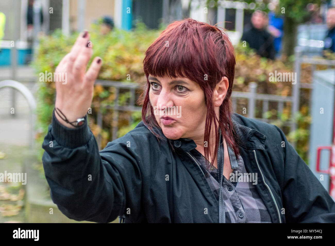 28 October 2017 - The far-right group EDL gather in Stoke-on-Trent ...