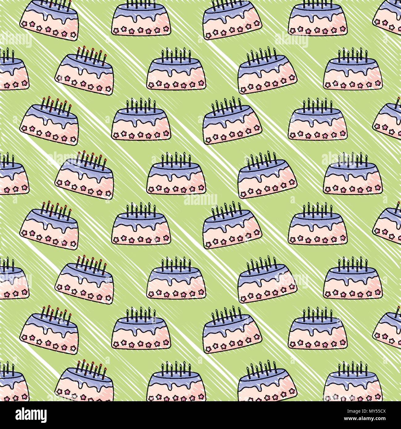 Background of Birthday cake pattern, vector illustration Stock Vector ...