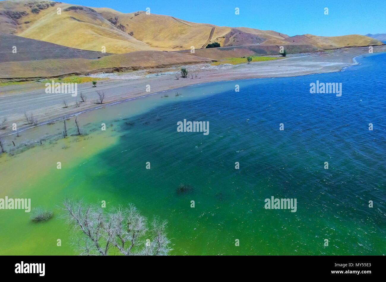 A full reservoir during California Interstate 5 Fresh Water Reservoir ...
