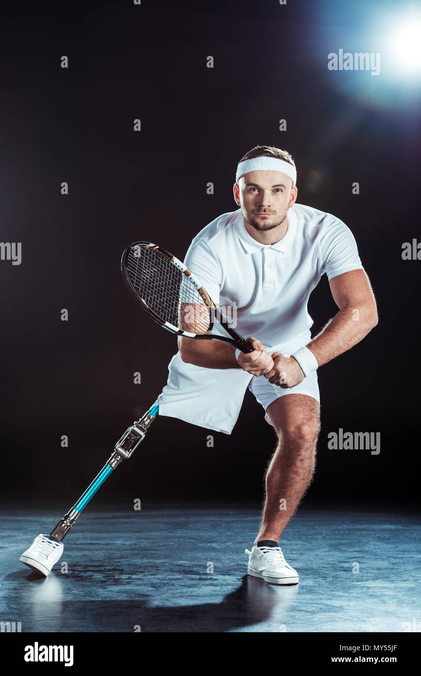 focused tennis player holding tennis racket Stock Photo - Alamy
