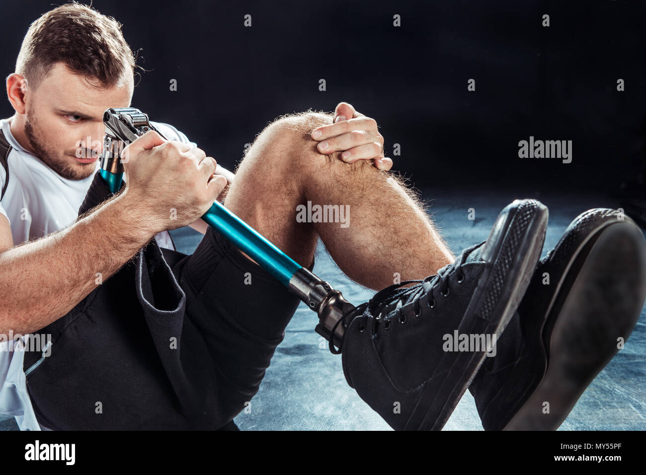 side view of focused sportsman doing abs exercise Stock Photo - Alamy