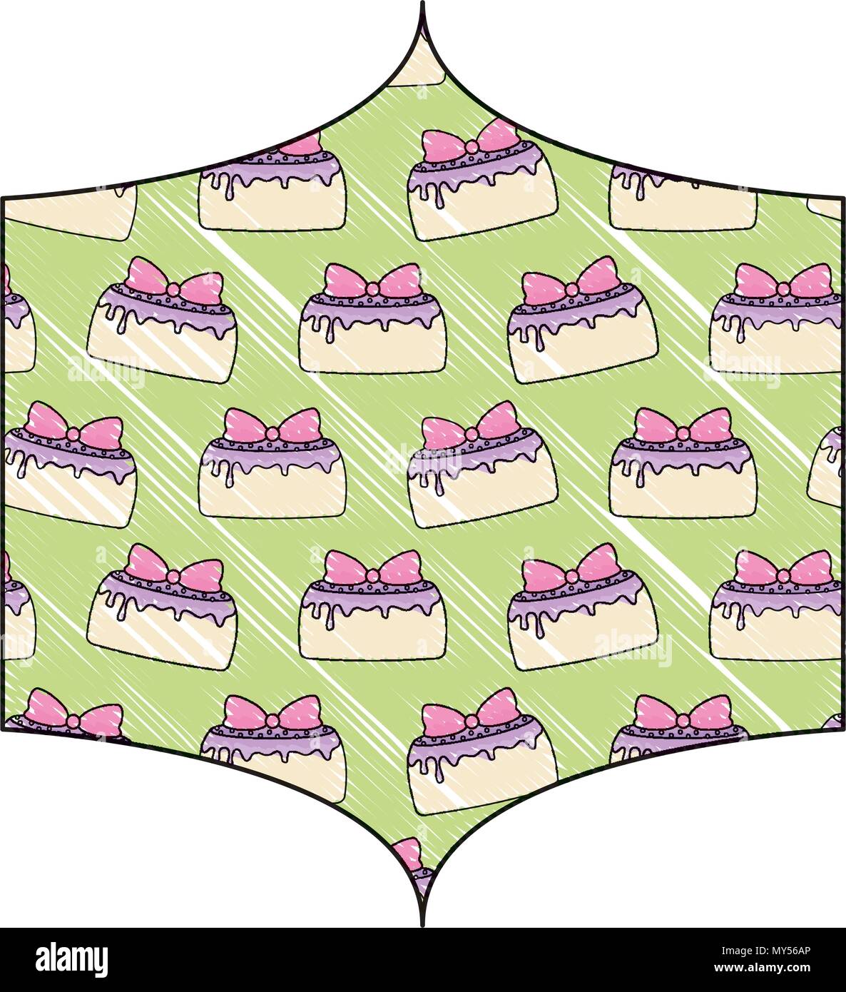 decorative frame with birthday cake design over white background ...