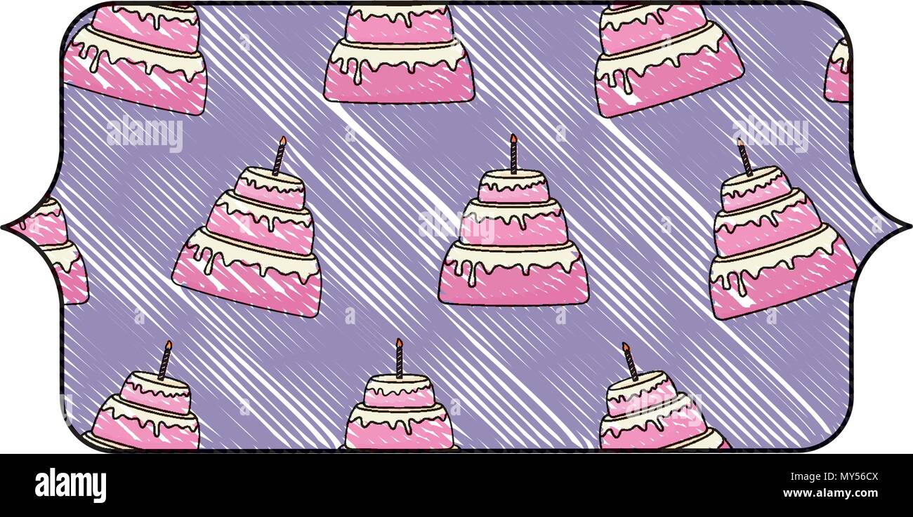banner with sweet cakes pattern over white background, vector ...