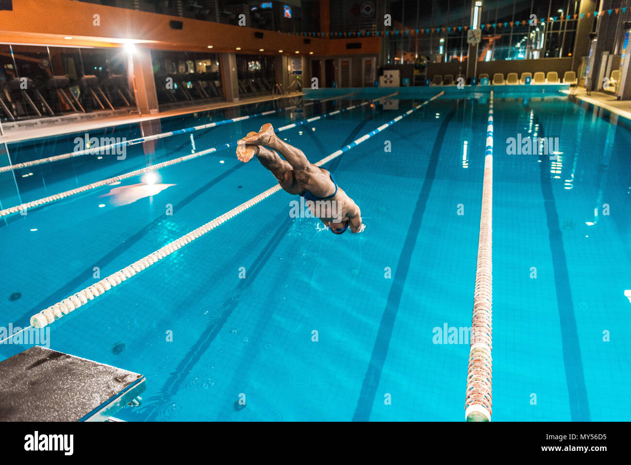 swimmer diving into competition swimming pool Stock Photo - Alamy