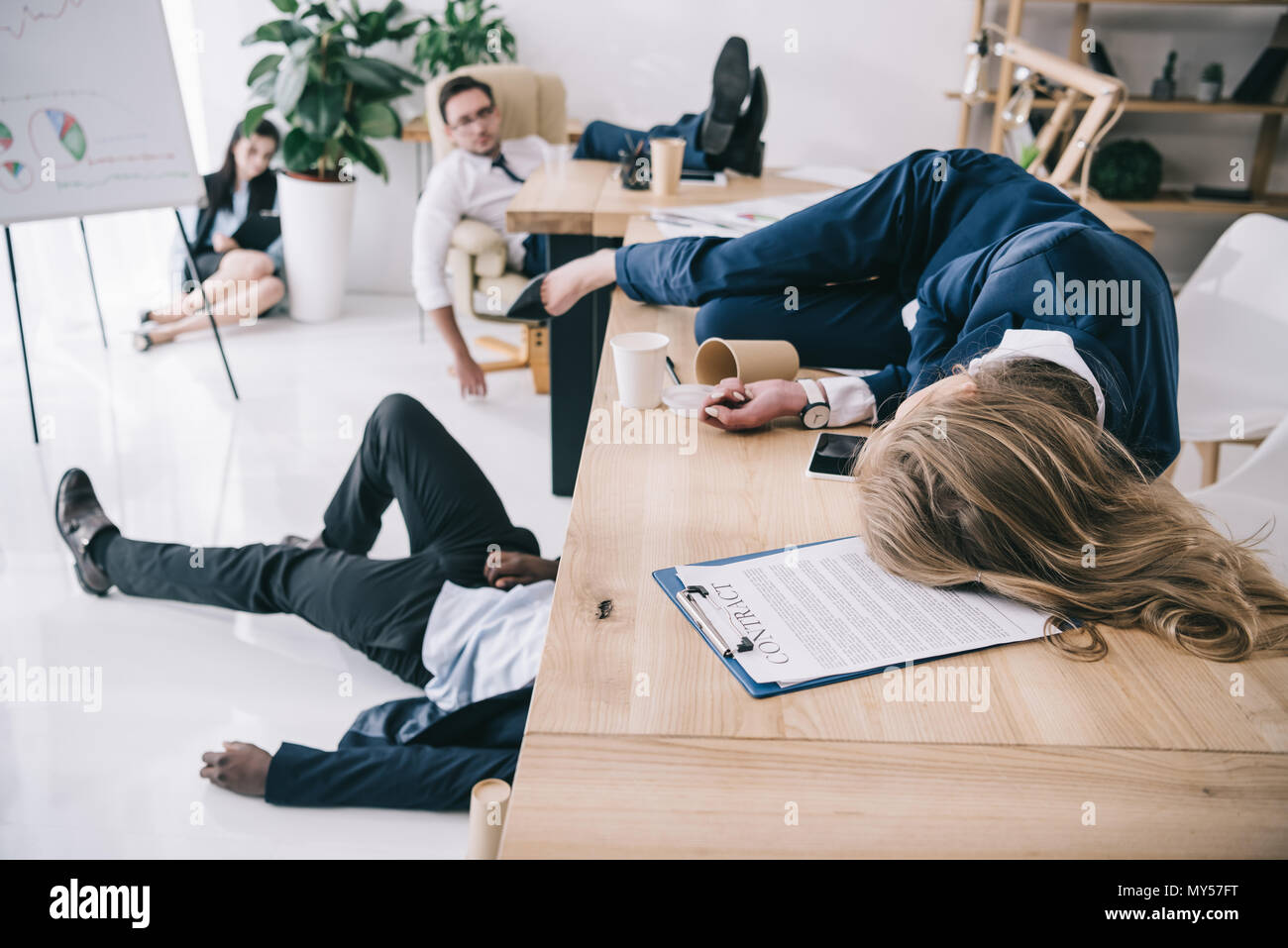 tired business colleagues sleeping at office Stock Photo - Alamy