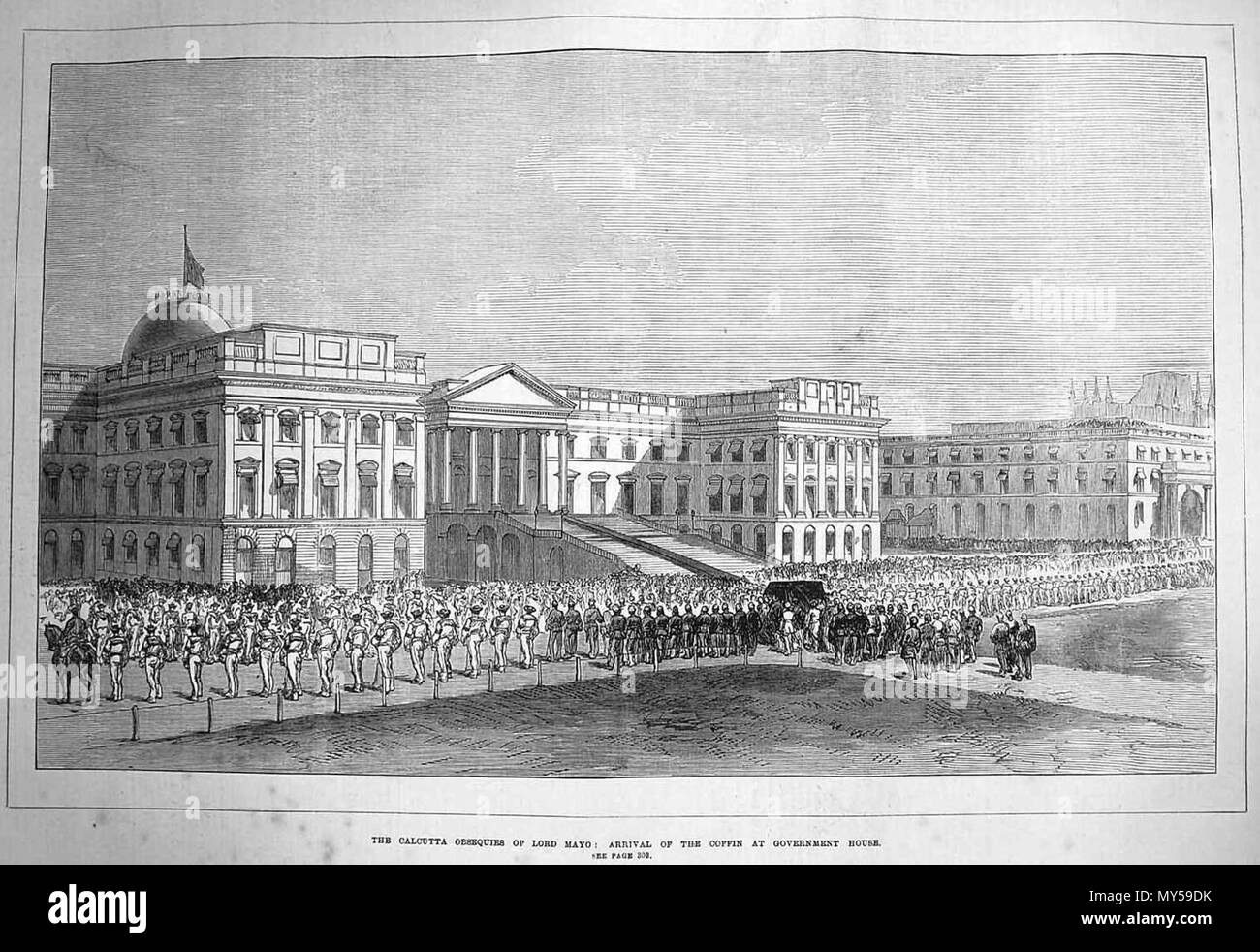 . English: 'The Calcutta obsequies of Lord Mayo: arrival of the coffin ...