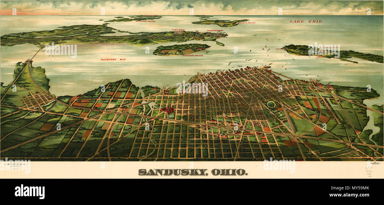. English: A birdseye view of Sandusky, Ohio c.1898. Perspective map ...