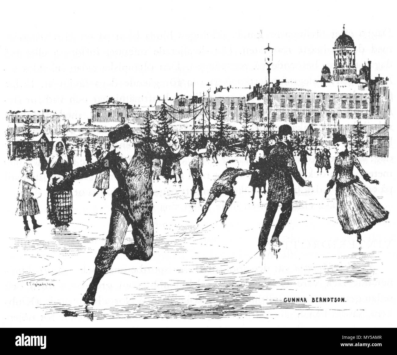. English: Ice skating in the northern harbor in Helsinki in the late ...