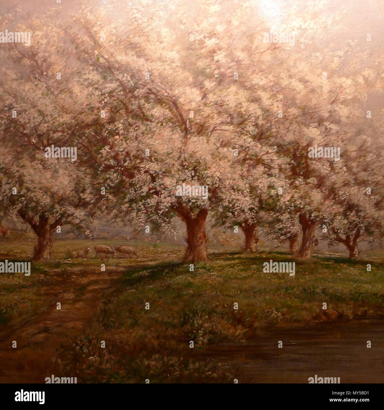 . English: Typical Verner Moore White oil painting on canvas of apple ...
