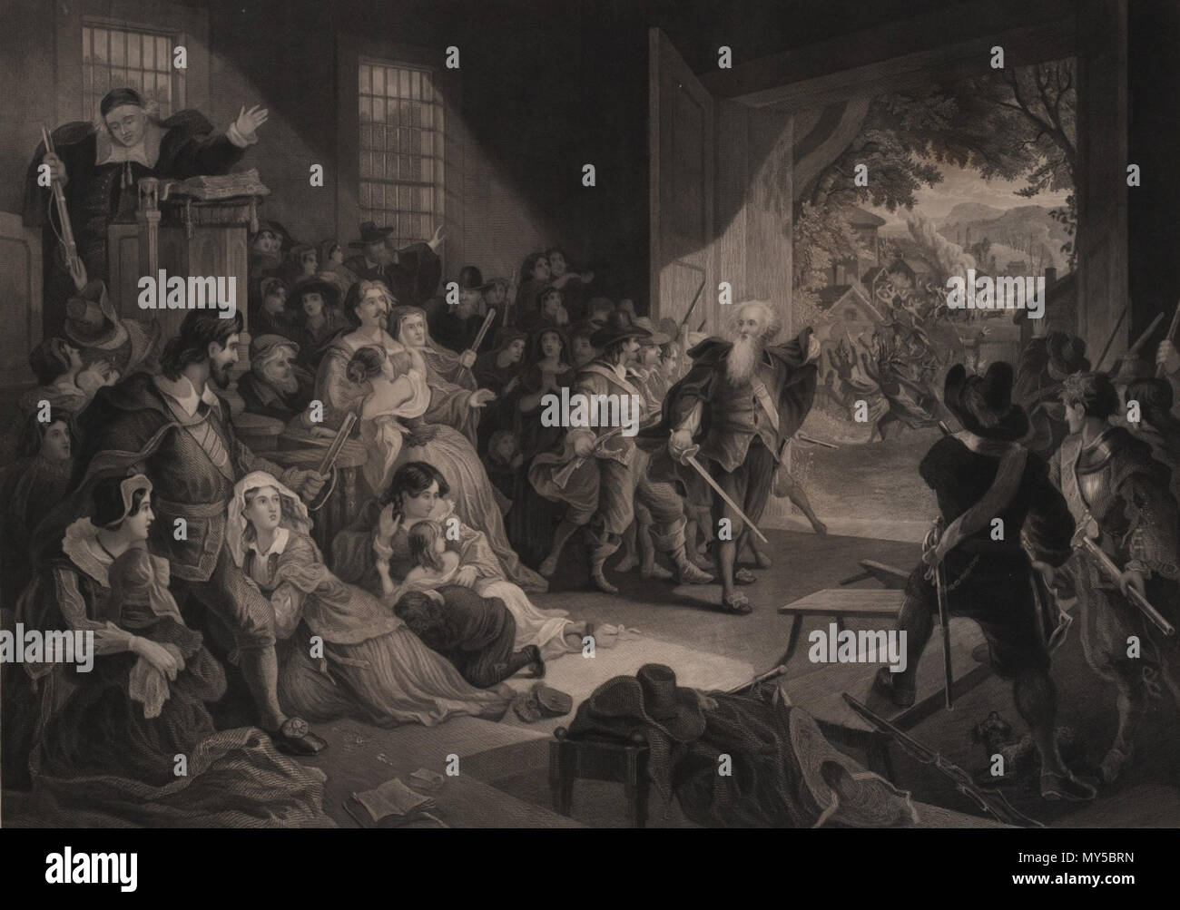 . A depiction of the Angel of Hadley legend. circa 1850. Frederick ...