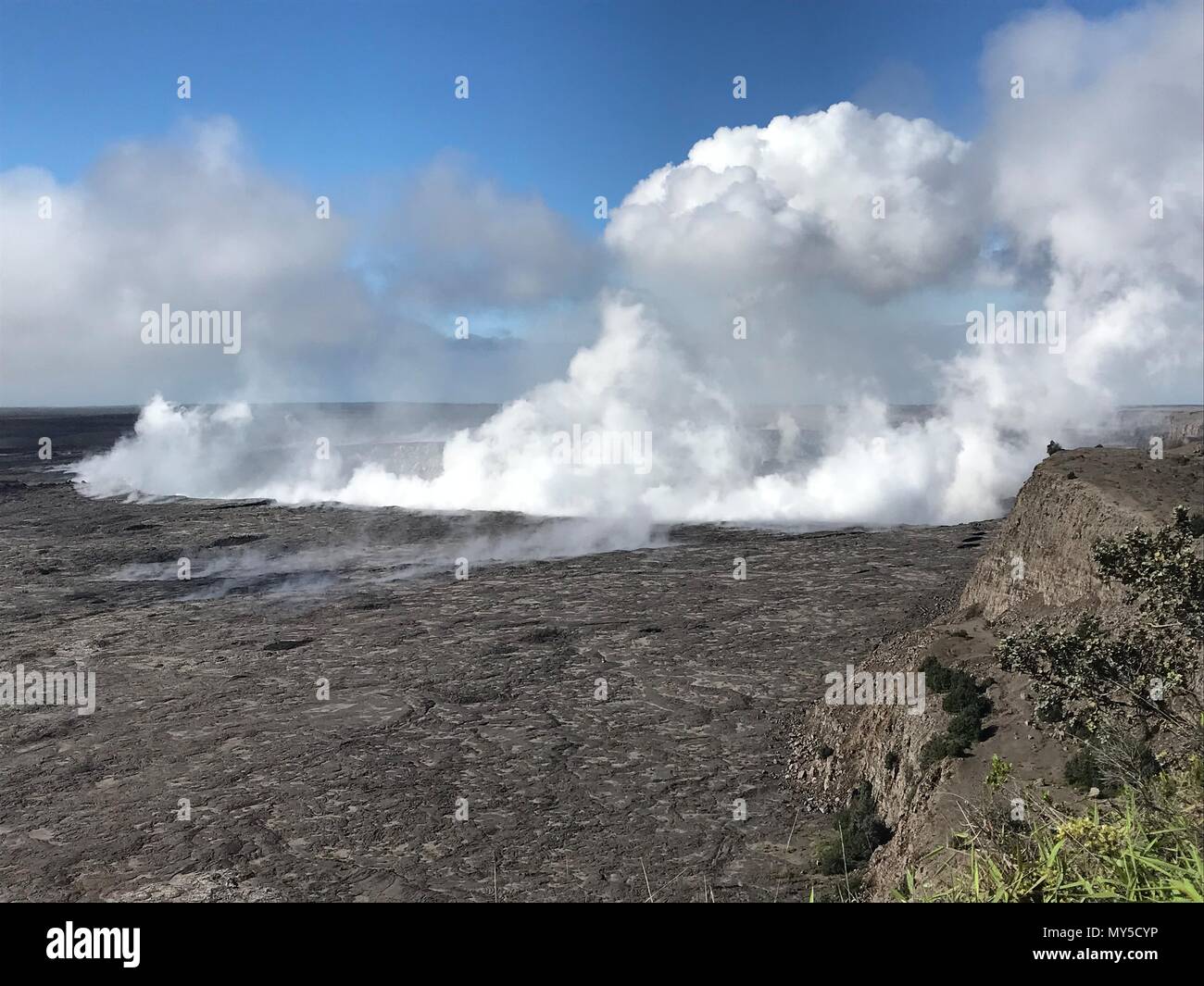 Steam and poison gases spew from the Halemaumau crater caused by the ...