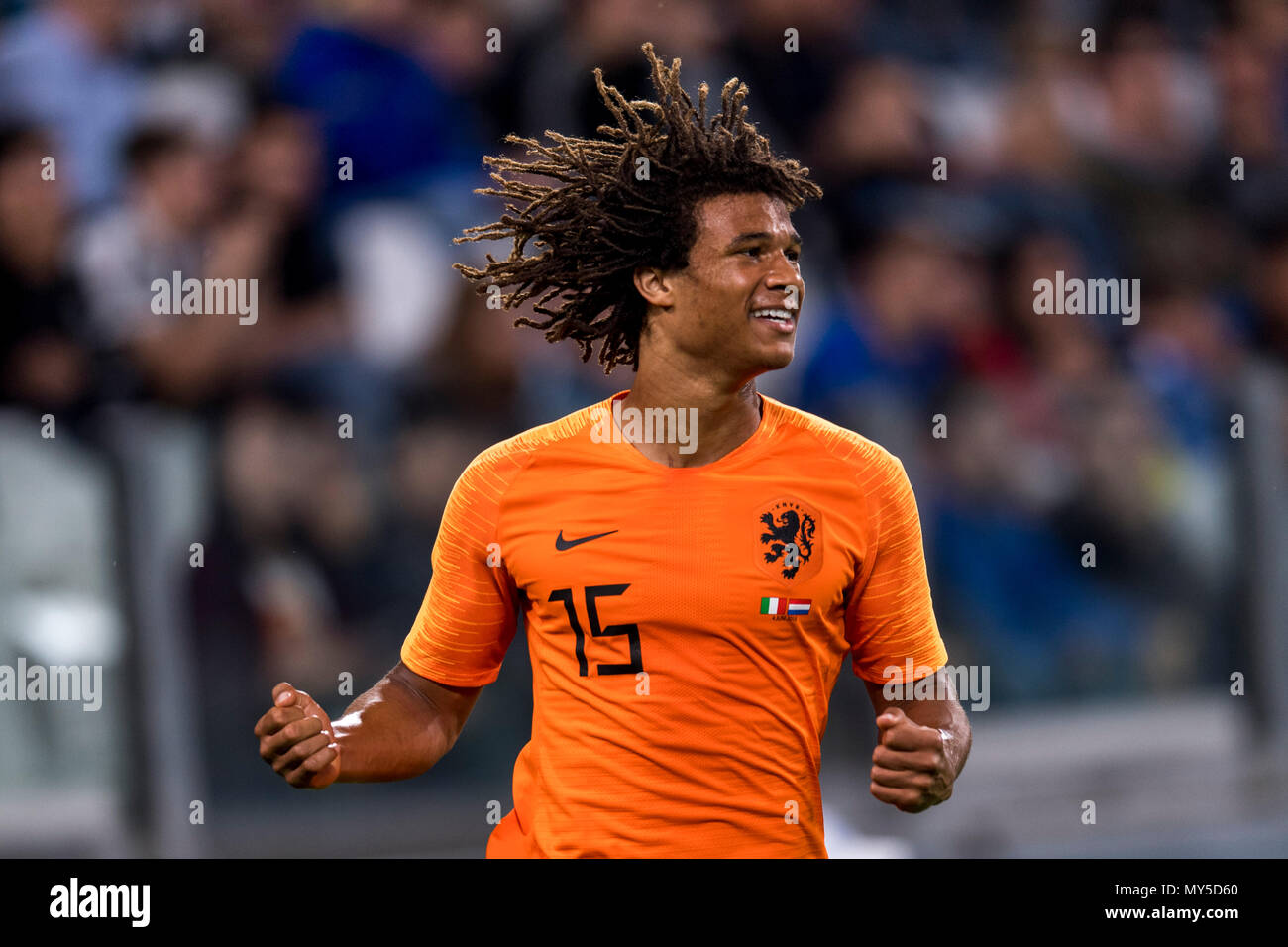 Nathan Ake of Netherlands celebrates after scoring his team's first ...