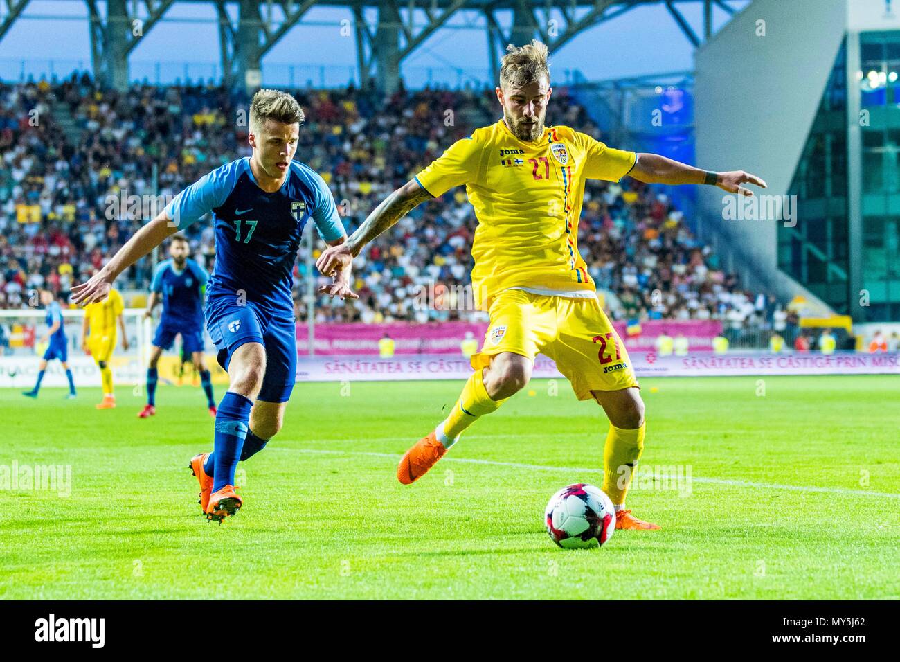 June 5, 2018: Simon Skrabb #17 (Finland) and Mihai Balasa #27 (Romania ...