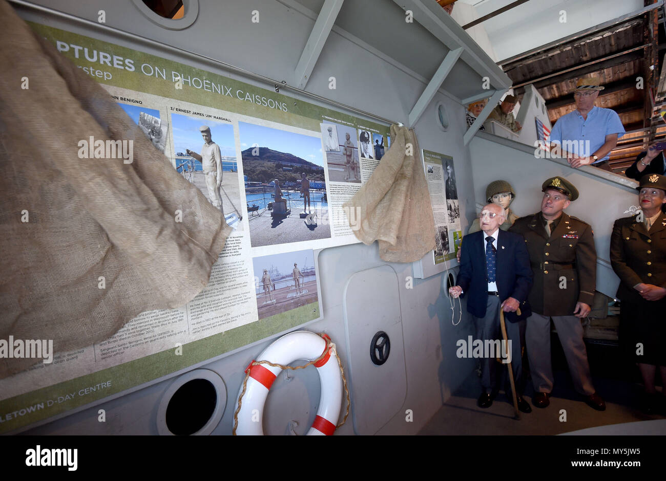 Mulberry Harbours, Portland, UK. 6th Jun, 2018. Unveiling and ...