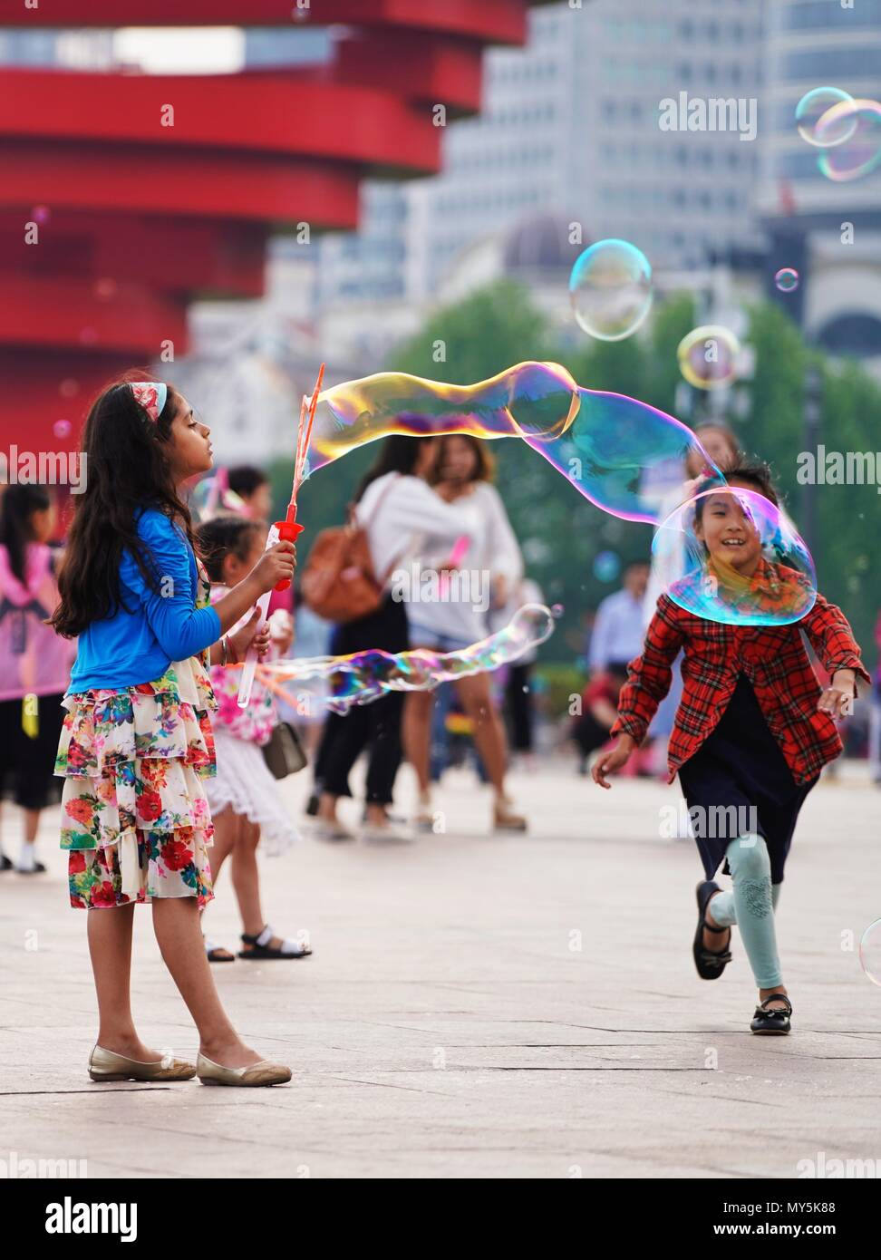 Qingdao, China's Shandong Province. 3rd June, 2018. An Indian girl ...