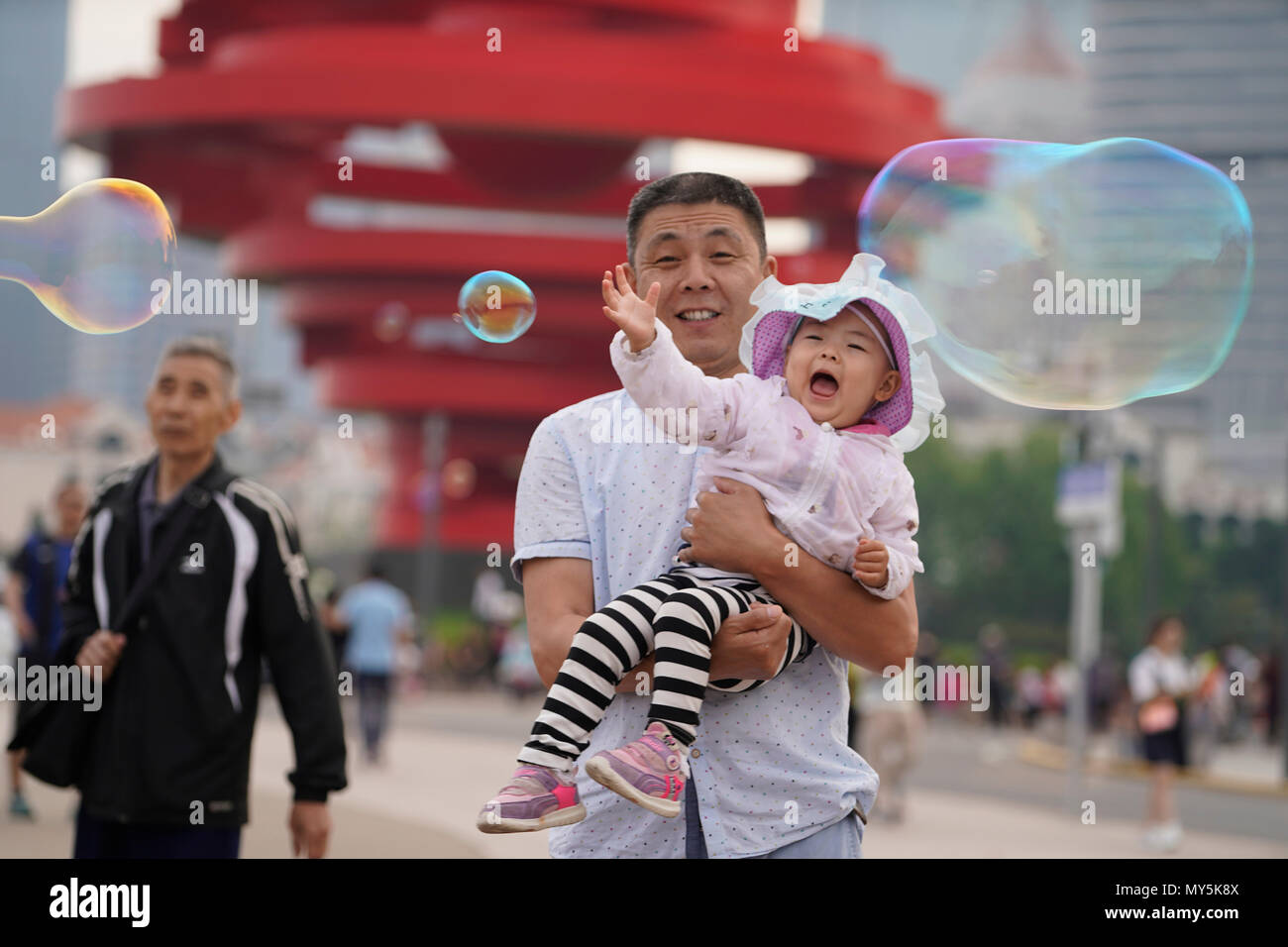 Qingdao, China's Shandong Province. 3rd June, 2018. People visit Wusi ...
