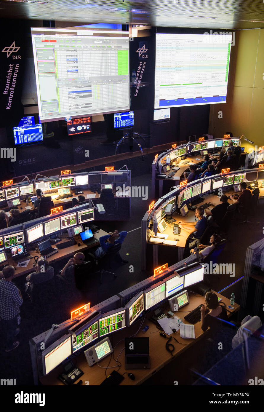 06 June 2018, Germany, Wessling: Scientists of the aerospace control ...