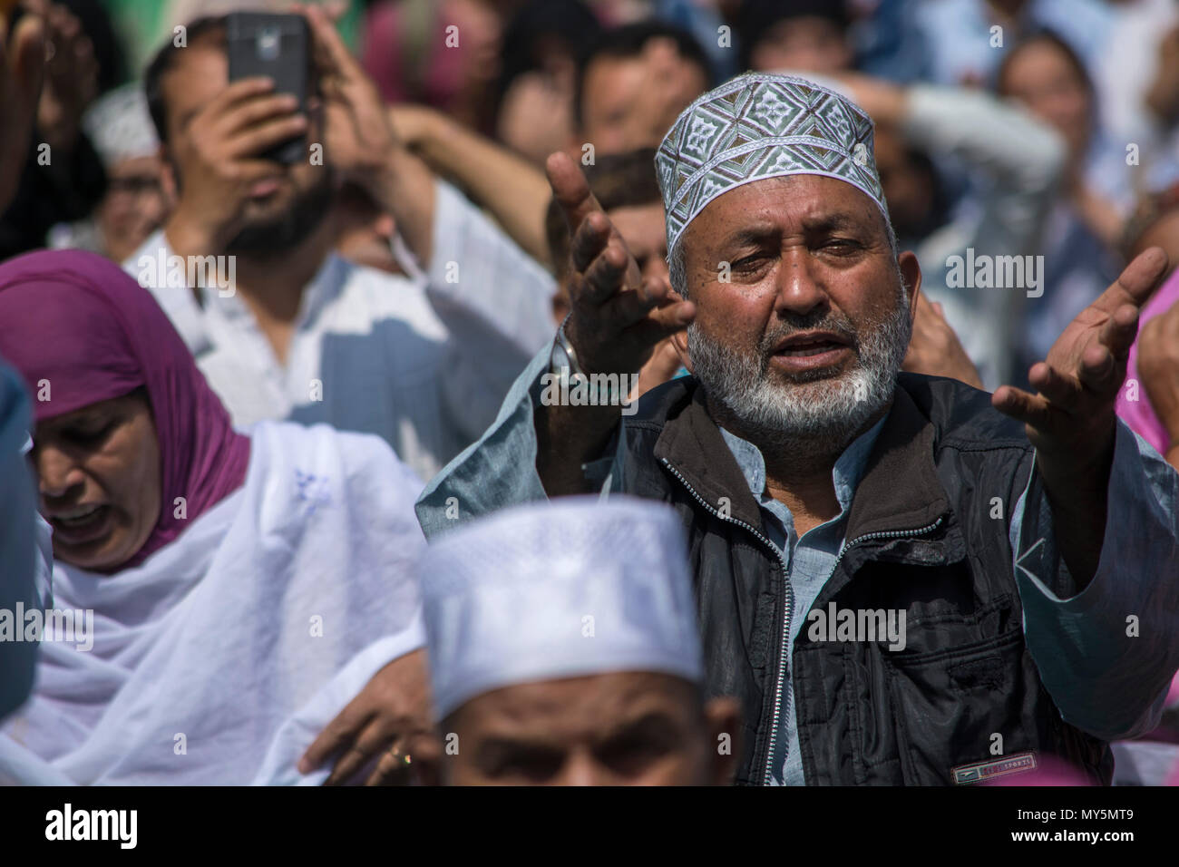Kashmiri Muslim man devotee prays, at Hazratbal shrine to mark the ...