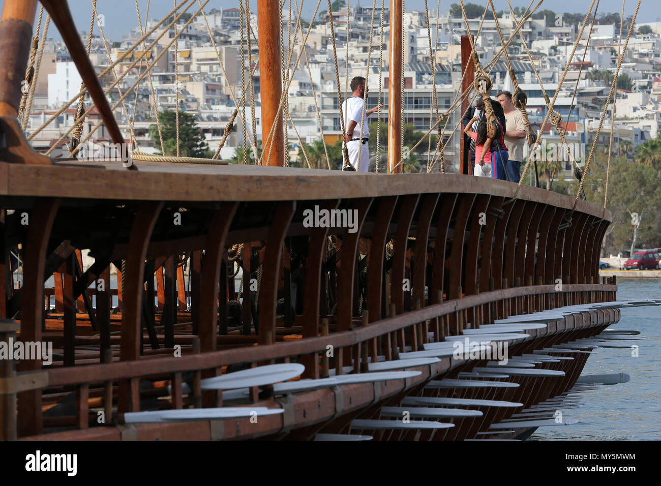 Athens, June 5. 9th June, 2018. People visit a reconstruction of a ...