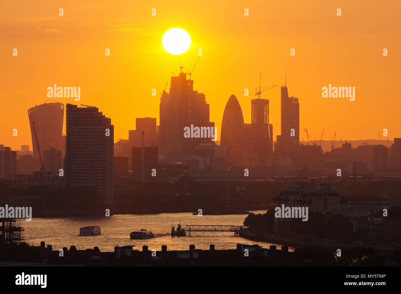 Sunset over the City of London, England, United Kingdom, UK Stock Photo ...