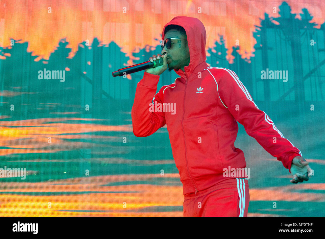Chicago, Illinois, USA. 5th June, 2018. Rapper 21 SAVAGE (SHAYAA BIN ABRAHAM-JOSEPH) at ...