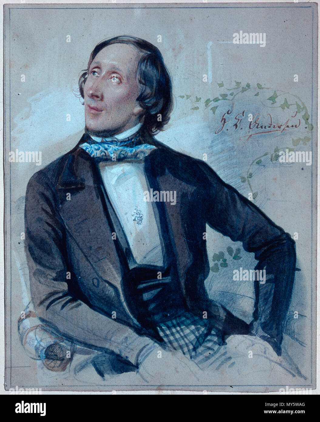 . English: Hans Christian Andersen. Watercolour by Carl Hartmann ...