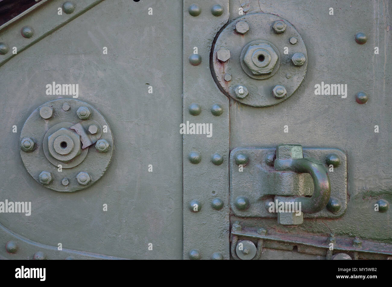 The texture of the wall of the tank, made of metal and reinforced with ...