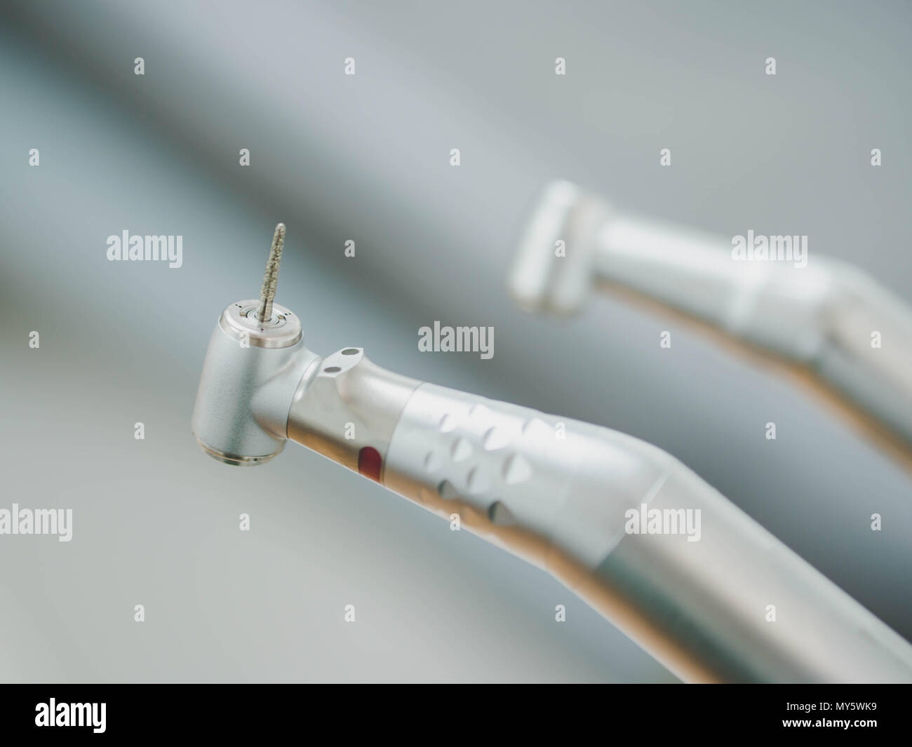 Macro view of dentist drill in clinic. Tool of stomatologist for ...