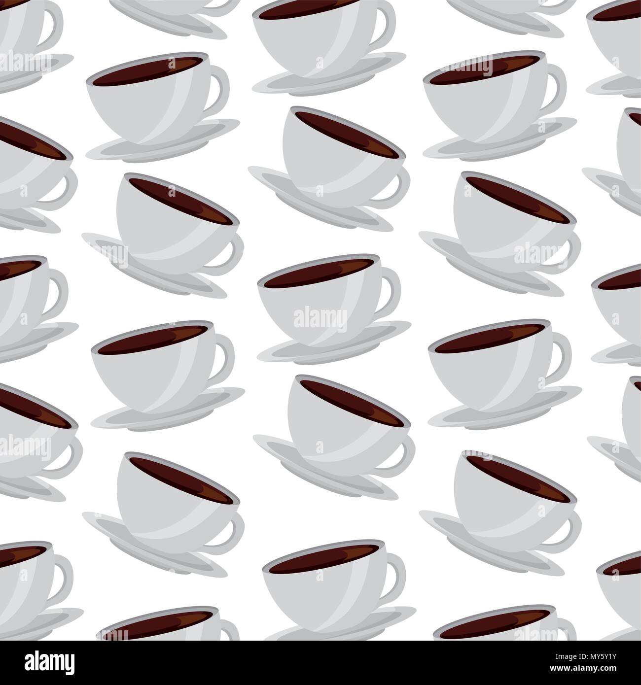 white coffee cups on dish background vector illustration Stock Vector ...