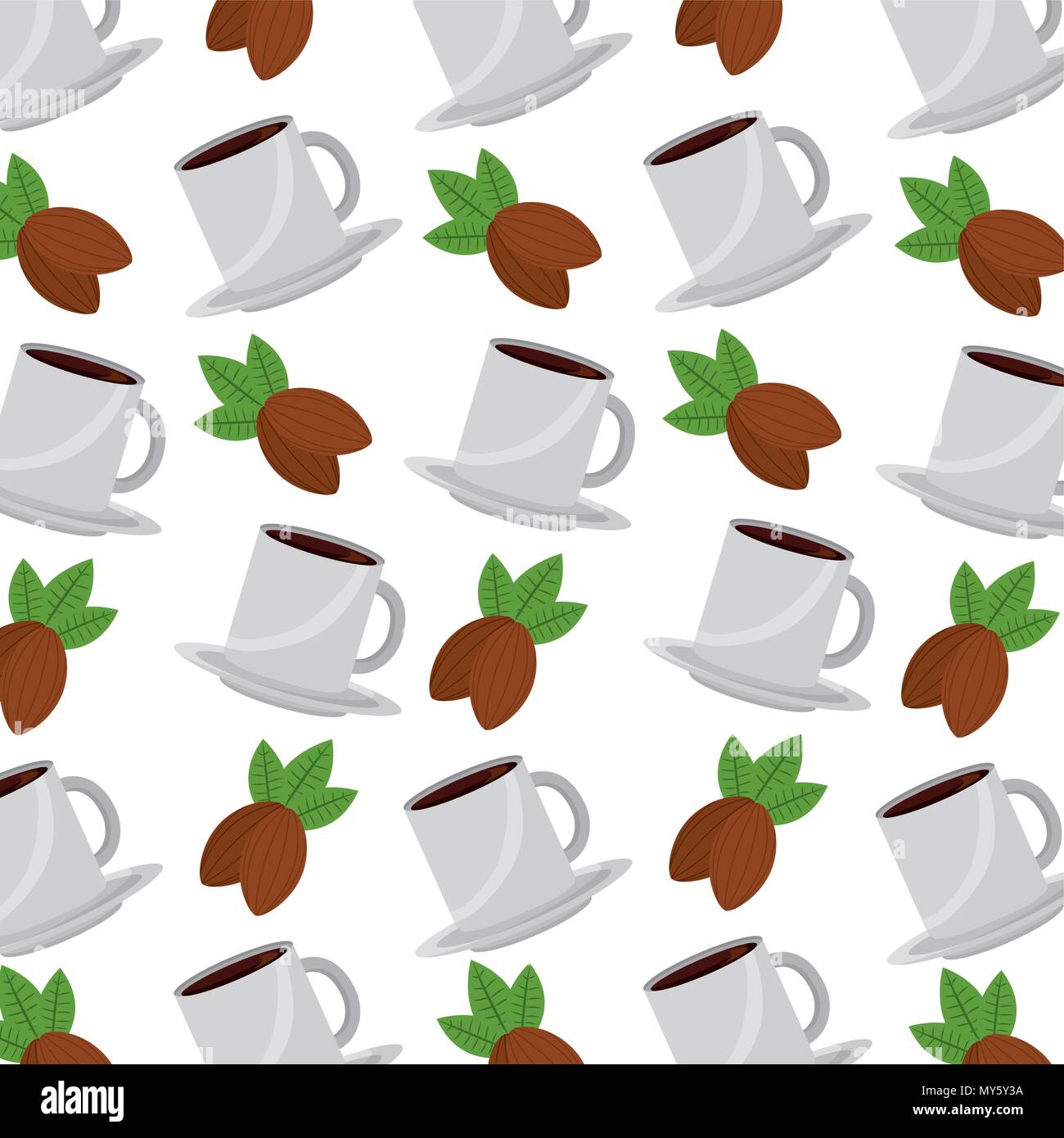 coffee cup and nuts cocoa pattern design vector illustration Stock ...