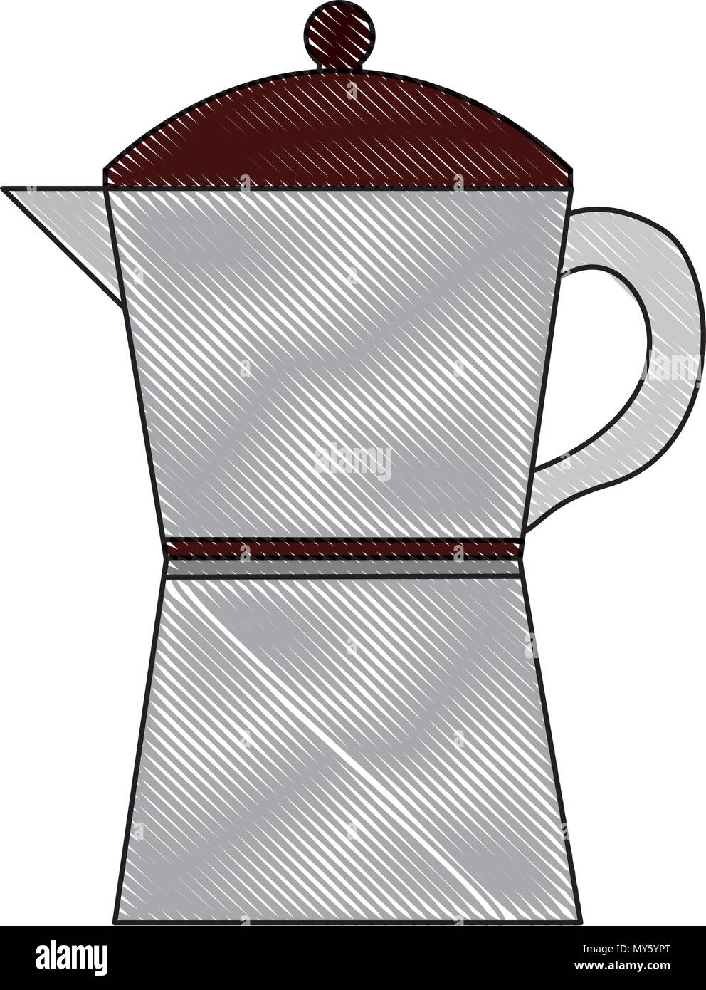italian traditional coffee maker object vector illustration drawing ...