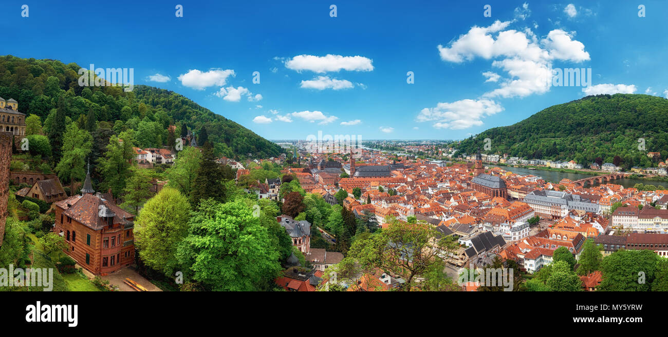 Beautiful Germany, panoramic image of Heidelberg town in Spring Stock ...