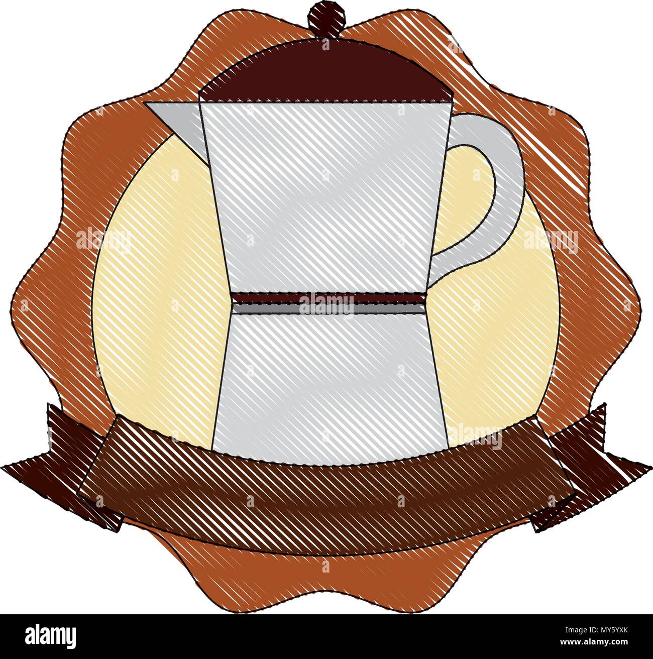 italian traditional coffee maker ribbon label vector illustration ...