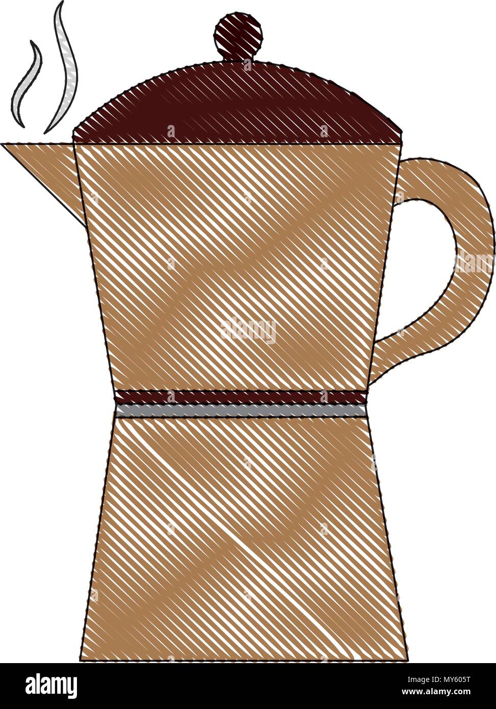 italian traditional coffee maker object vector illustration drawing ...
