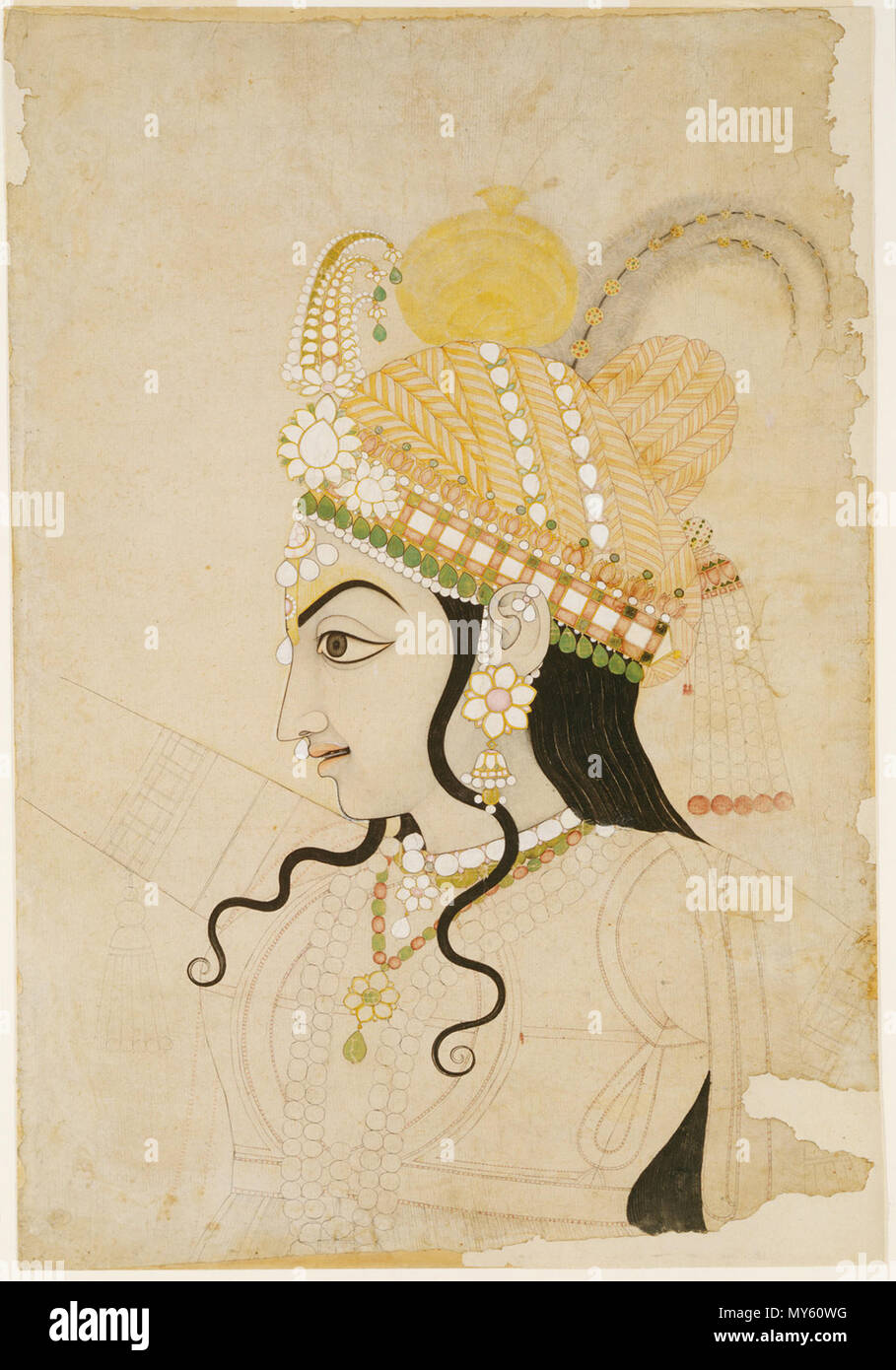 . English: Head of Krishna cartoon for a mural of the Raslila at ...