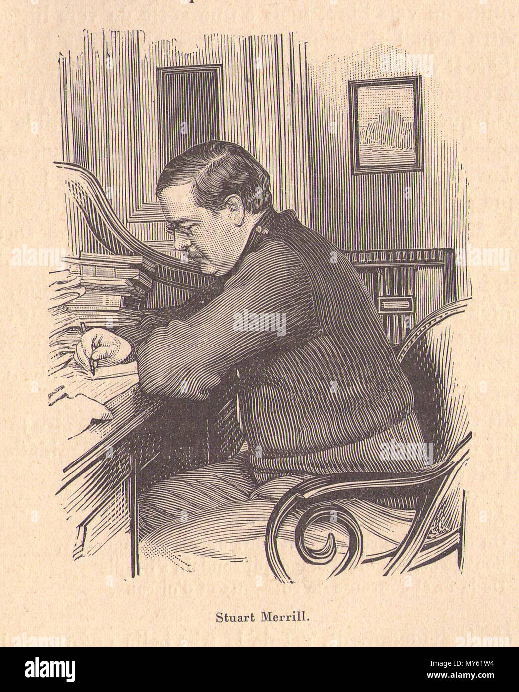 . Portrait of American (French language) poet Stuart Merrill (1863-1915 ...