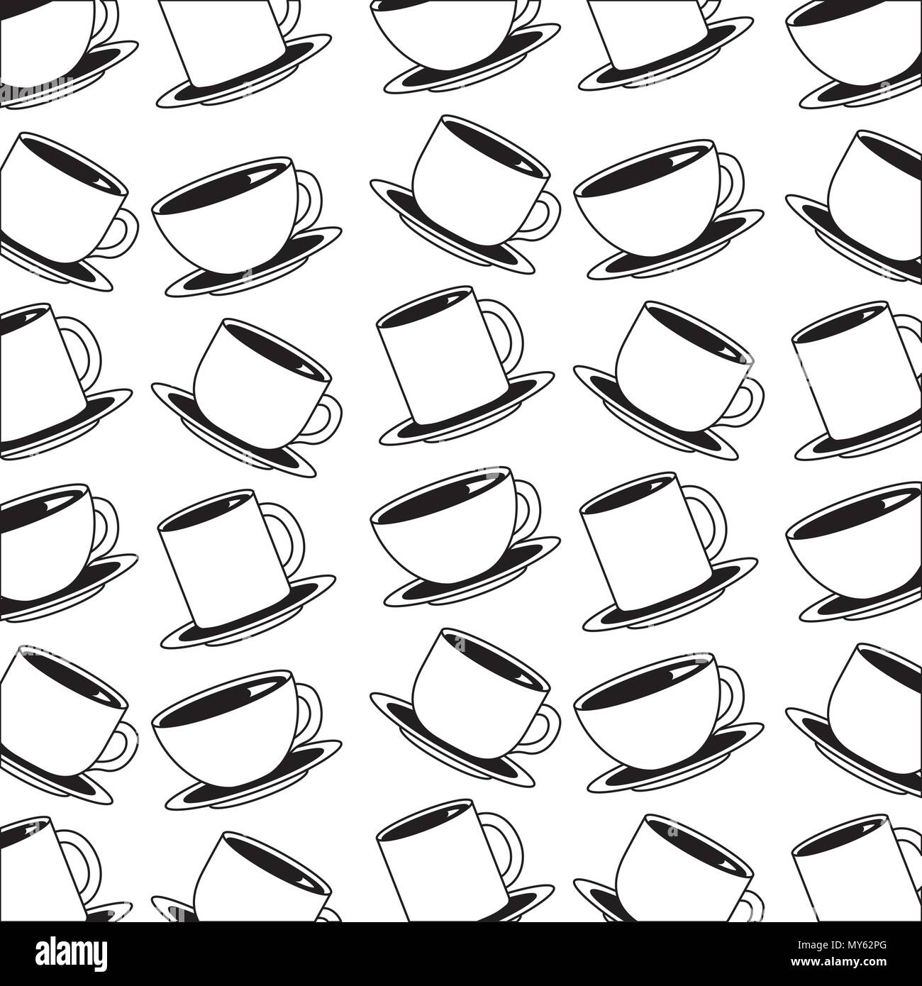 many coffee cups and mugs beverage pattern vector illustration black ...