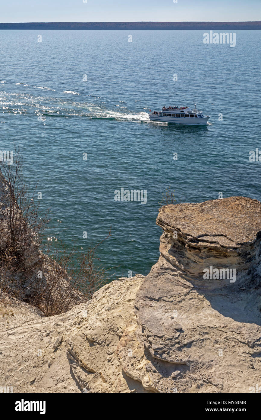 Munising, Michigan - A tour boat on Lake Superior passes the Miners ...