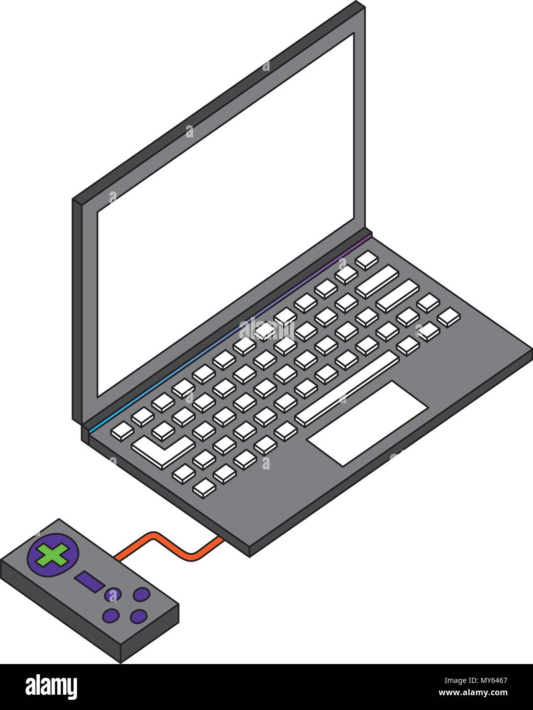 laptop computer and controller game vector illustration Stock Vector ...