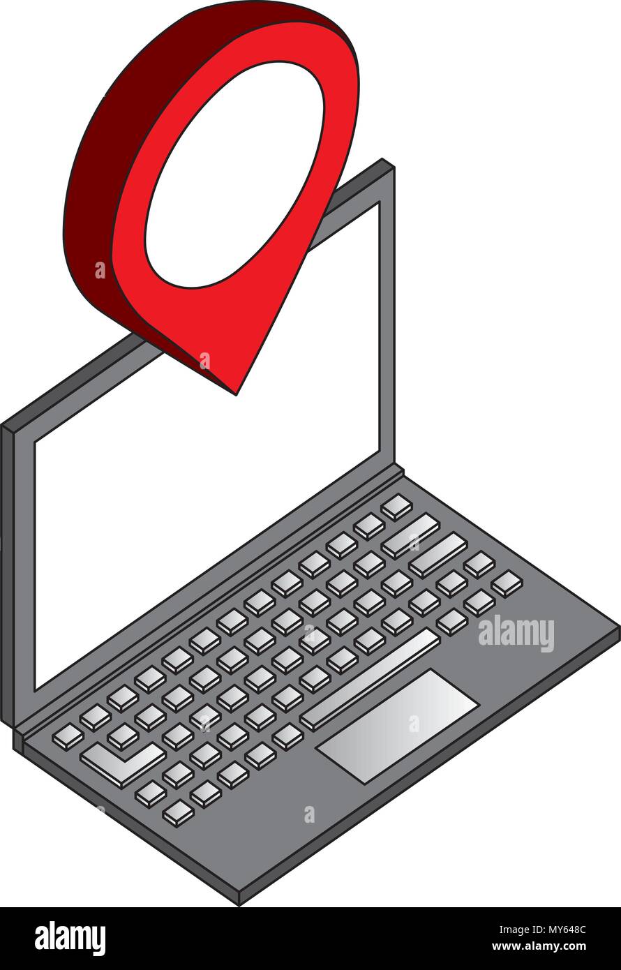laptop computer gps pointer location vector illustration Stock Vector ...