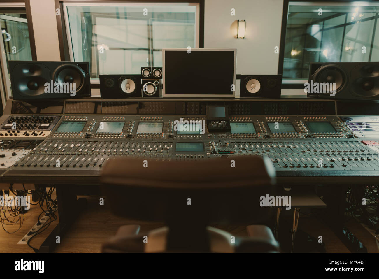 view of sound producing equipment at recording studio Stock Photo - Alamy