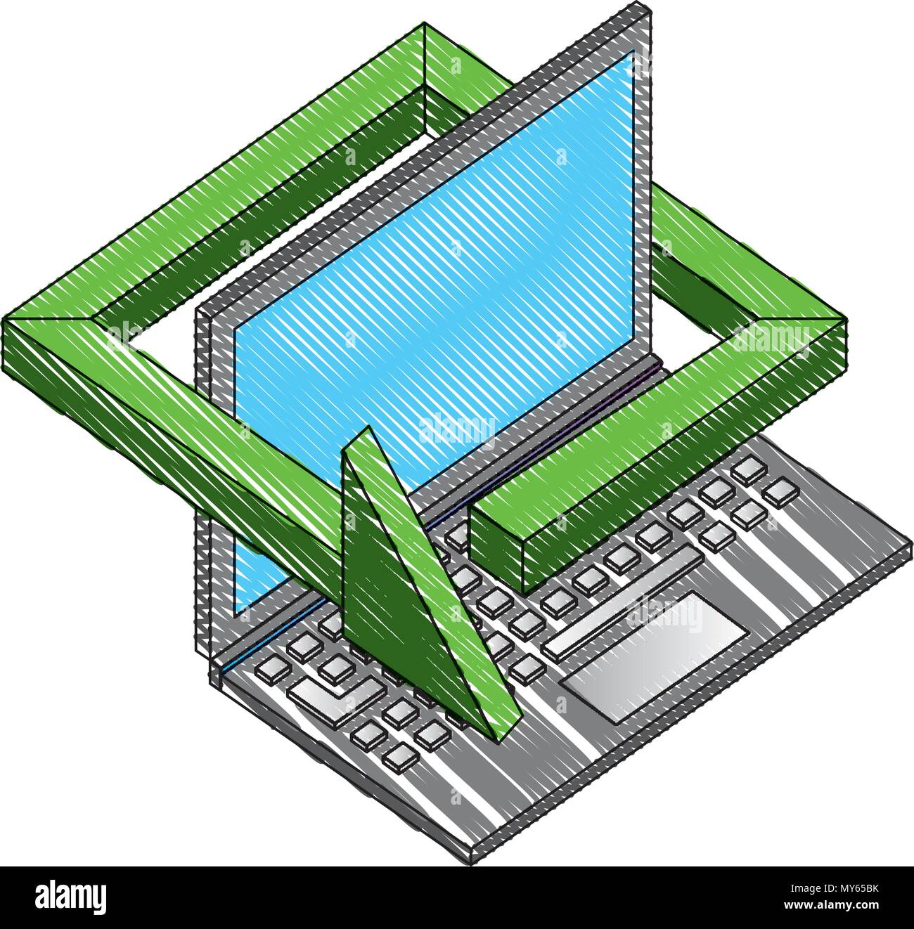 laptop computer with arrow isometric icon Stock Vector Image & Art - Alamy