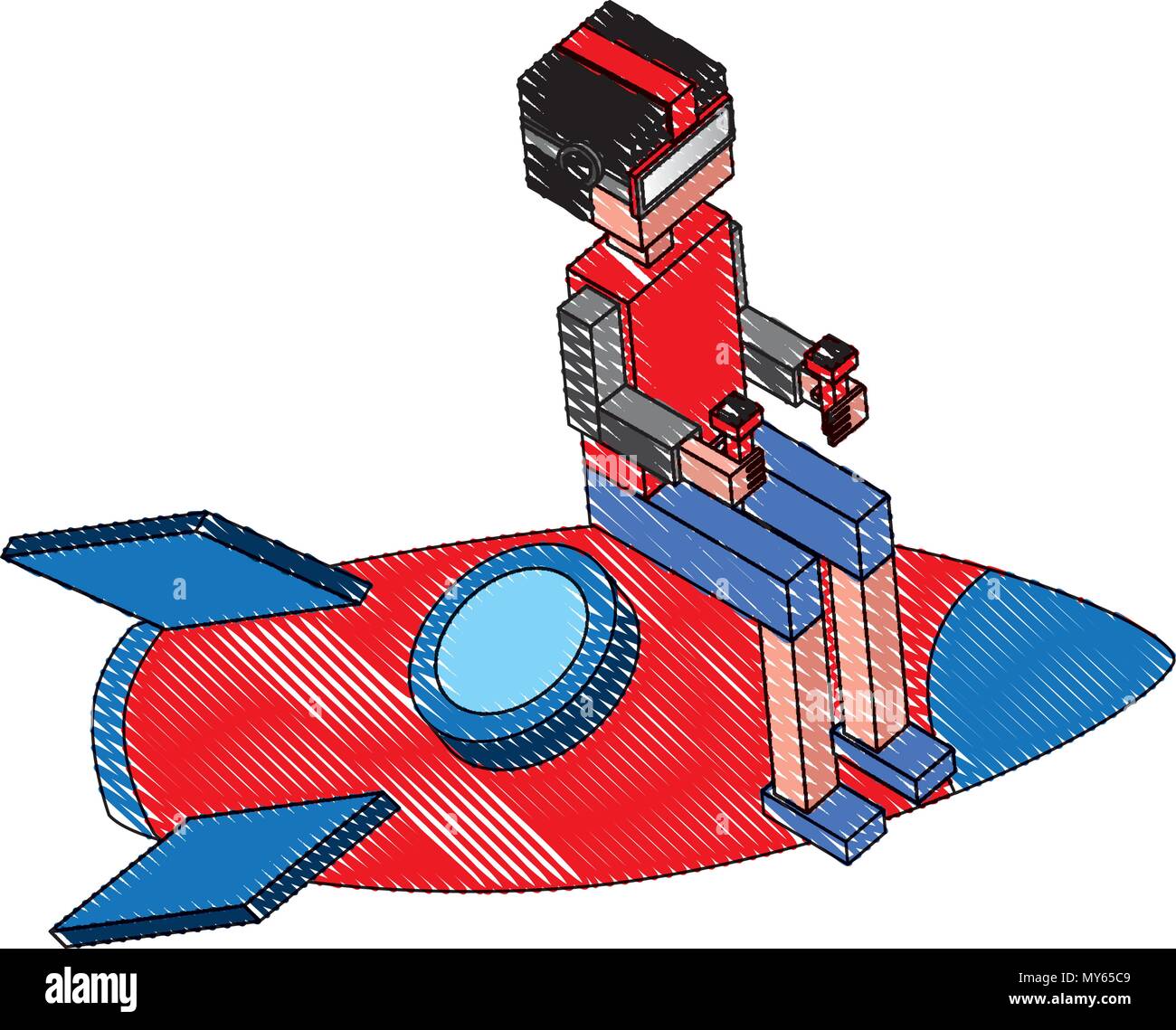 futuristic man with rocket isometric avatar Stock Vector Image & Art ...